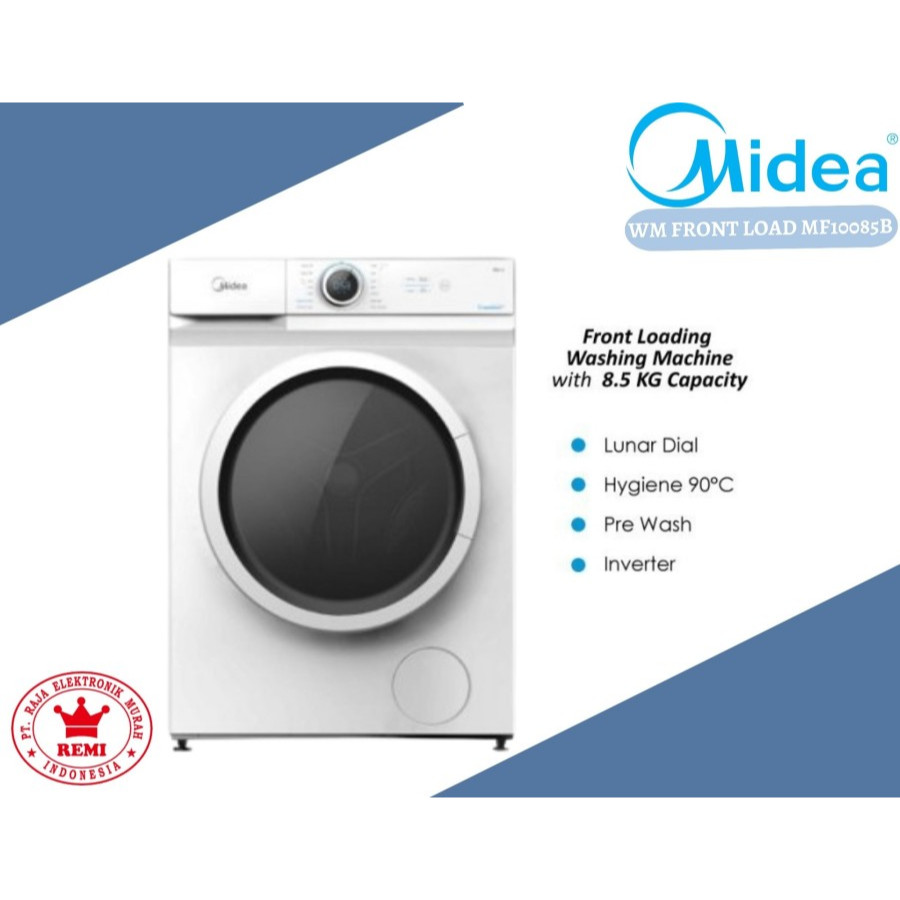 Jual MIDEA Mesin Cuci Front Loading MF100W85B Washing Machine 8.5Kg ...