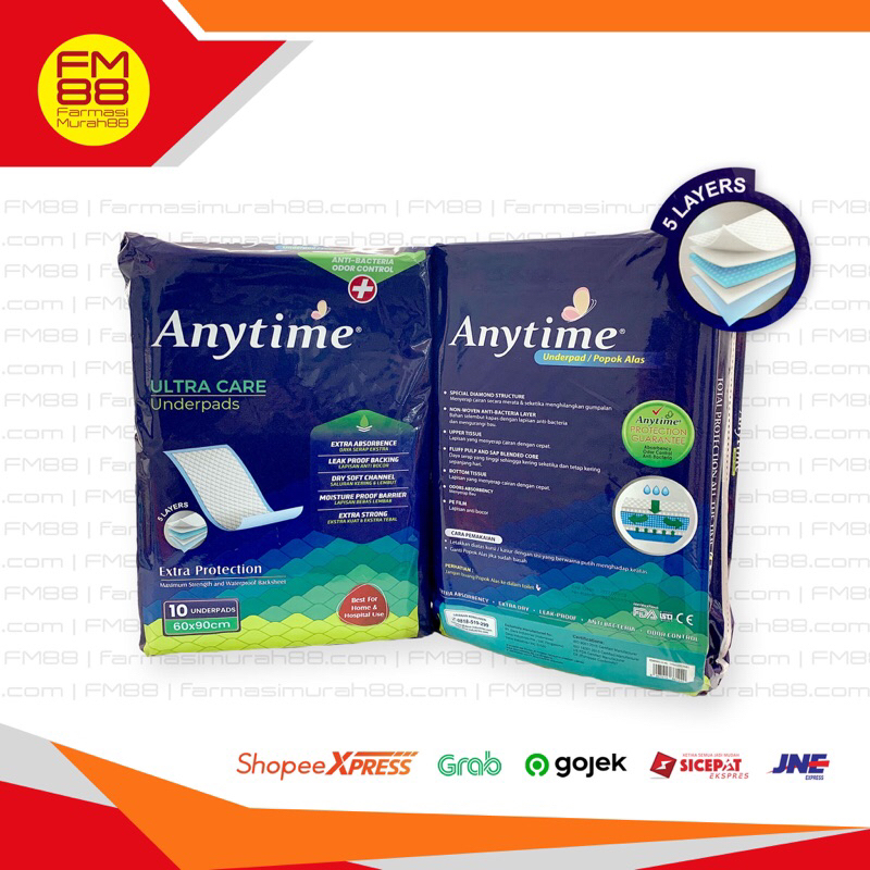 Jual Anytime ULTRA CARE Underpads 5 Layers/Alas Popok/Perlak ukuran 60 ...