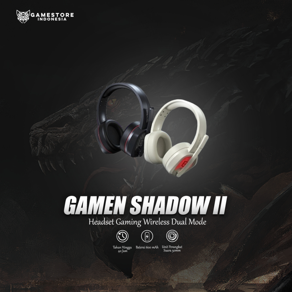 Jual GAMEN Dual Mode Pro Gaming Headset Low Latency Shadow II Wireless ...