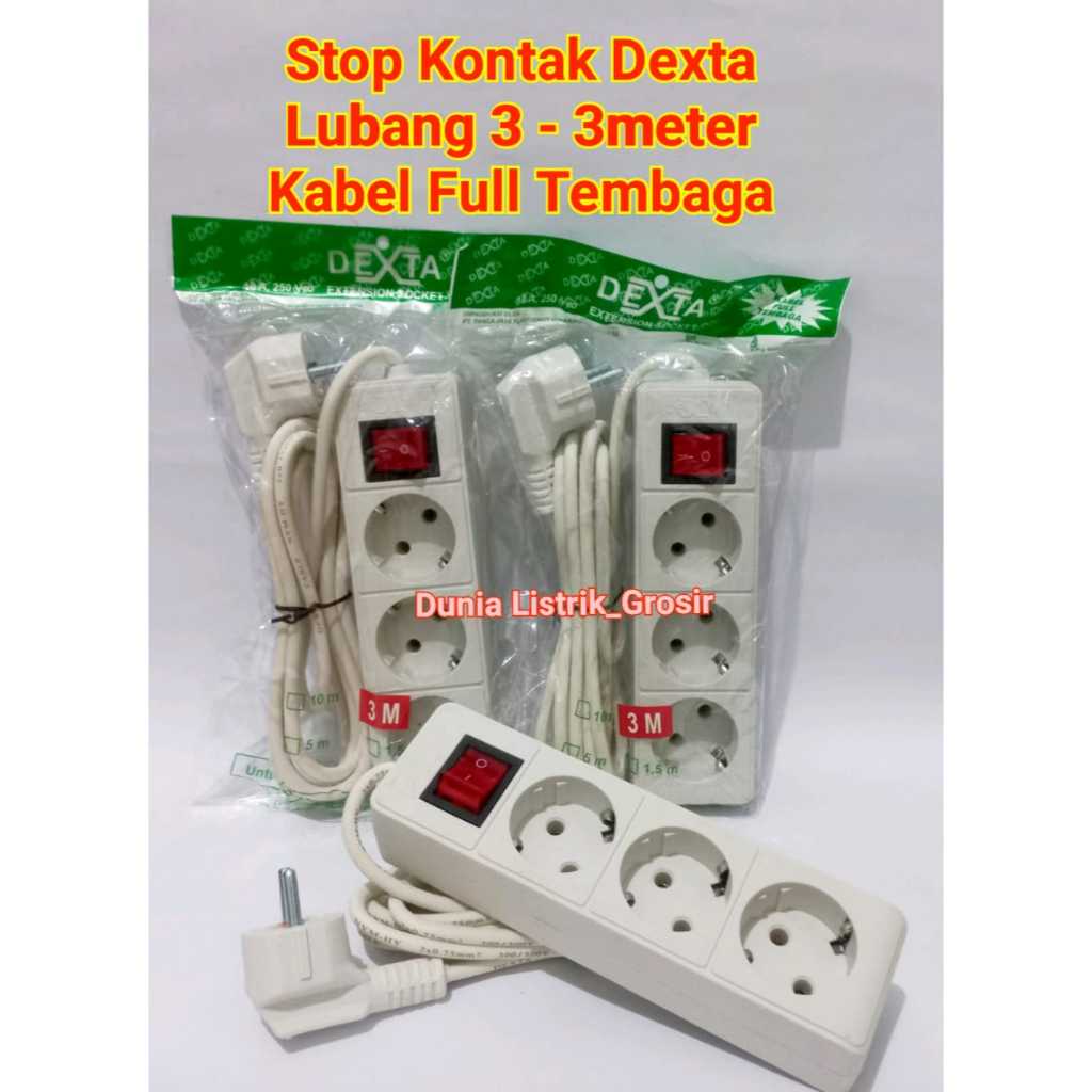Jual Terminal Stop Kontak Plus Kabel Dexta Arde Hijau Lubang 3 - 3 ...