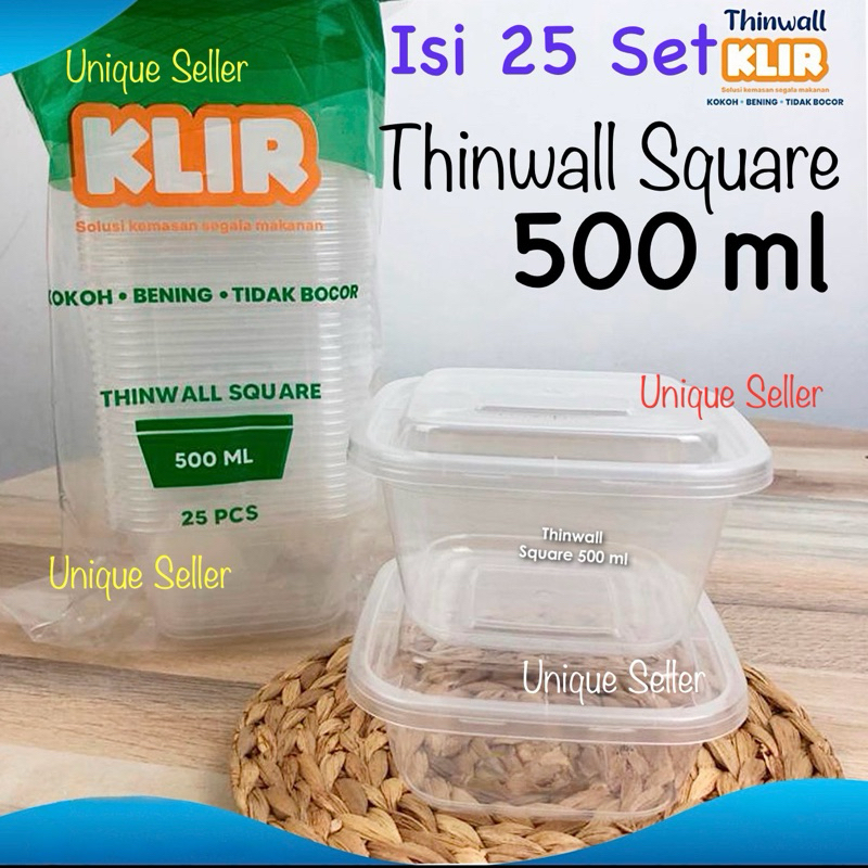Jual [Isi25] Thinwall Square 500 ml KLIR / Thinwall Thinwal Persegi ...