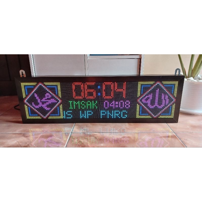 Jual JAM WAKTU SHOLAT MUSHOLLA P5 RGB 20X70CM TIPE BINGKAI / JADWAL ...