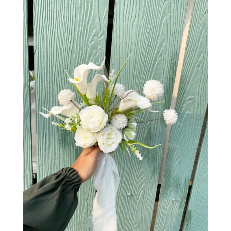 Jual BEATRICE POSY CALLA LILY DANDELION BUNGA PENGANTIN WEDDING SIMPLE ...