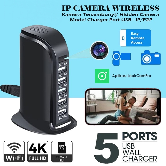 Jual Ip Camera Wireless - Spy Camera Wifi Model 5 Port USB Charging ...
