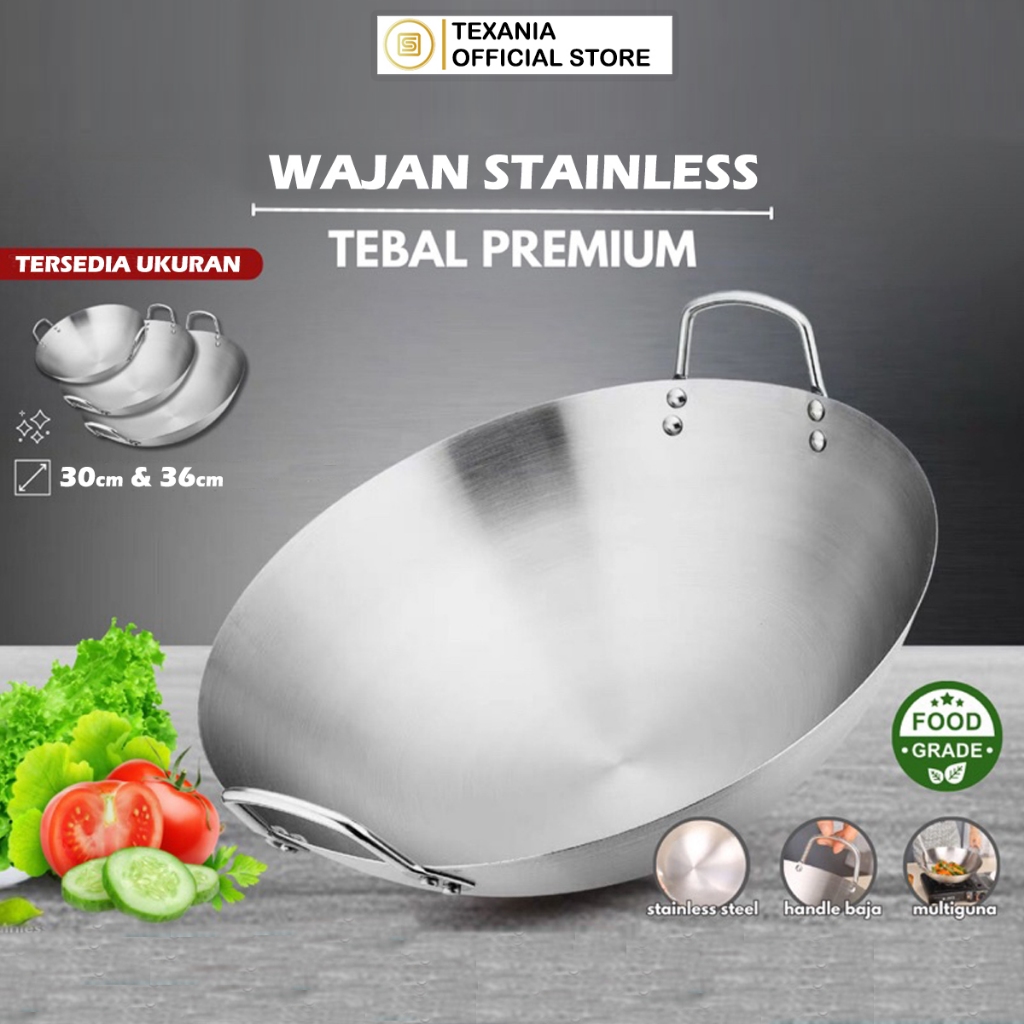 Jual TEXANIA Kuali Wajan Penggorengan Stainless Steel Tebal Premium Anti Lengket Anti Gores ...