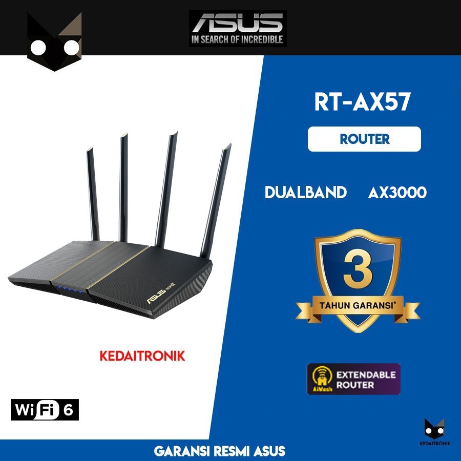 Jual NEW ASUS Router RT AX57 AX3000 Dual Band WiFi 6 Router Wireless ...
