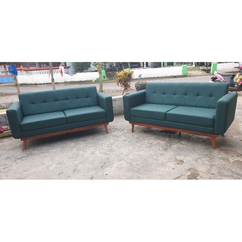 Jual Sofa Minimalis/Sofa 2 seater/3 seater/Sofa kaki kayu | Shopee ...
