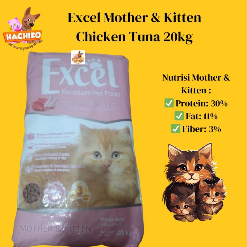Jual Excel Cat Kitten Chicken Tuna 20Kg / Excel Dry Food Kitten 20kg ...
