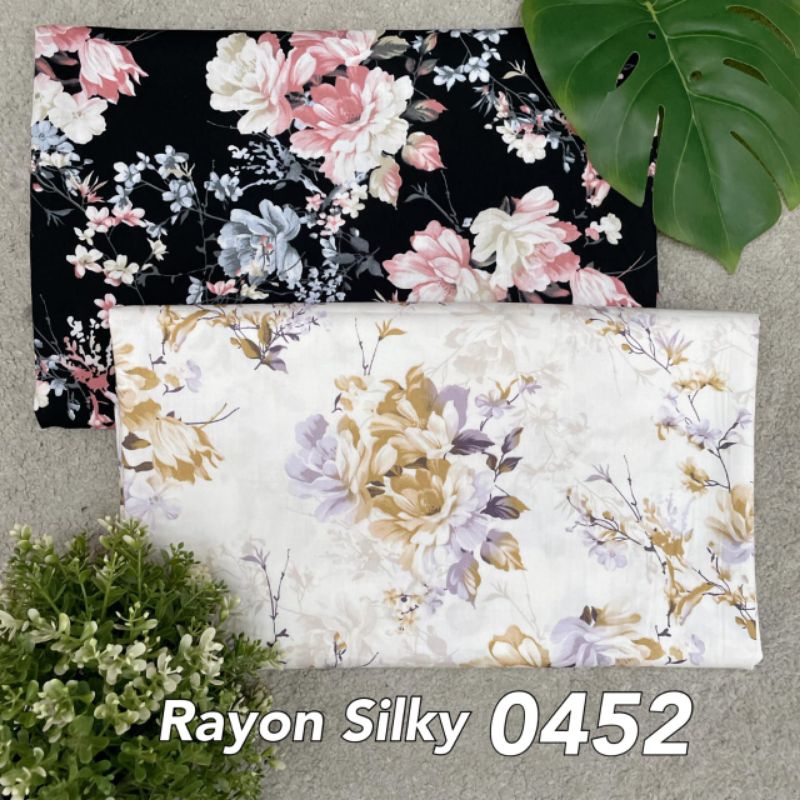 Jual Kain Rayon Silky Premiun Motif Bunga 0452 Per 0.5Meter Rayon Silky ...