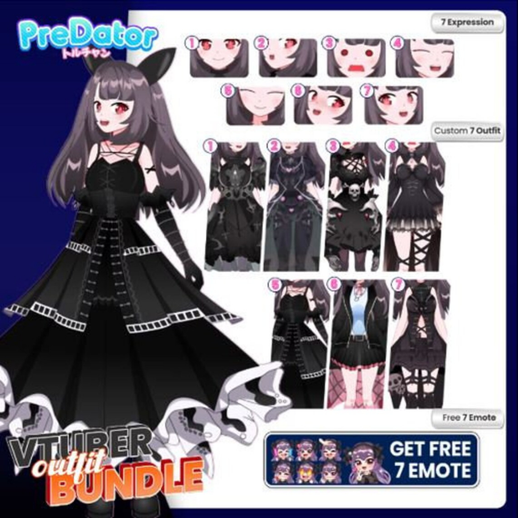 Jual Live2D Model VTuber dengan 7 Outfit Gothic V15 - Pilihan Terbaik ...