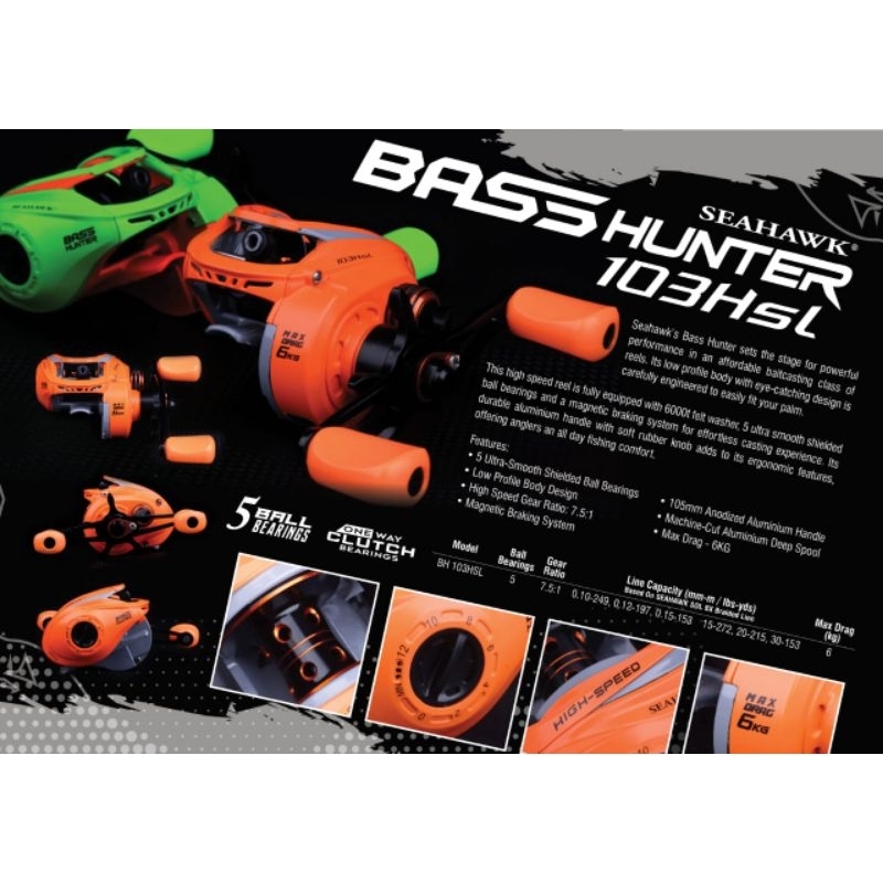 Jual Reel BC Seahawk Bass Hunter 103HSL ( Kiri ) | Shopee Indonesia