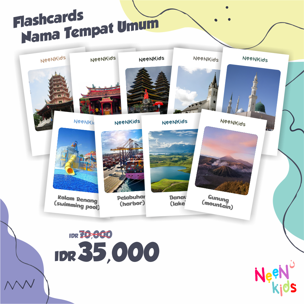 Jual Neenkids Flashcard Nama Tempat Umum Belajar Mengenal Mainan Kartu ...