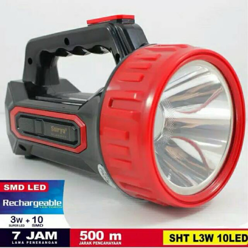Jual Lampu Senter SURYA SHT L3W 10LED Emergency 2 in 1 SUPER TERANG ...