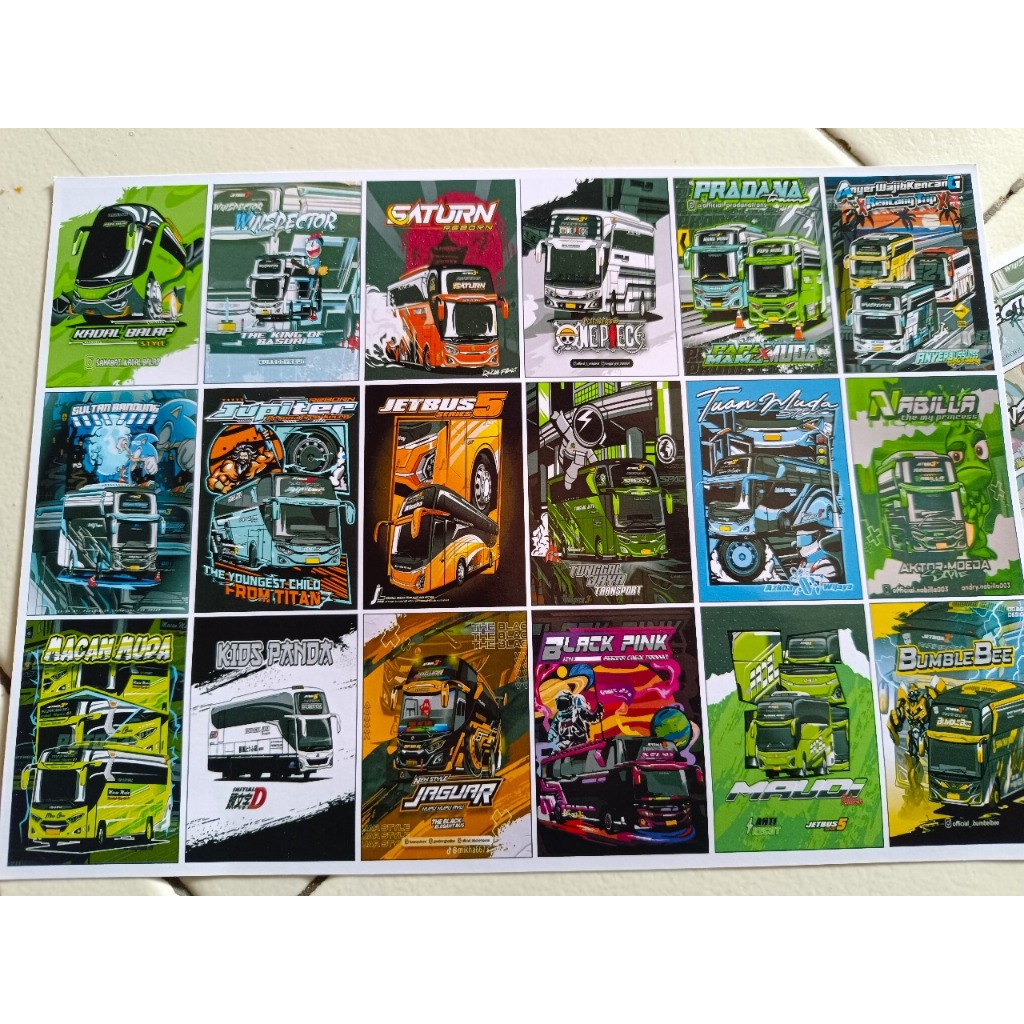 Jual Sticker Bus Basuri Stiker Bus Telolet Viral Isi 100 pcs Terbaru ...