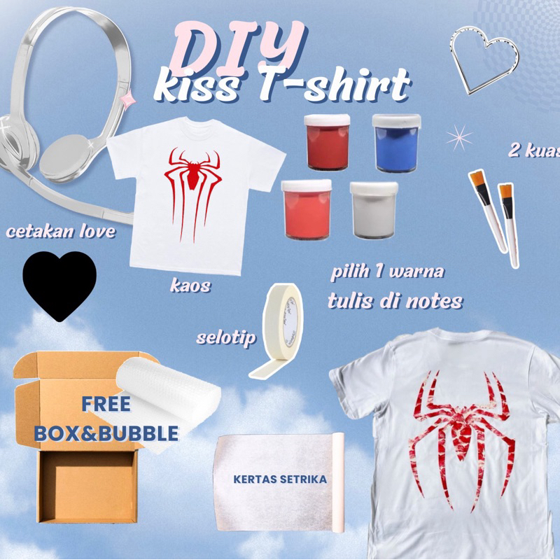 Jual [FREE BOX&BUBBLE]LABA-LABA KISS | SPIDER T-SHIRT KISS | DIY KISS ...