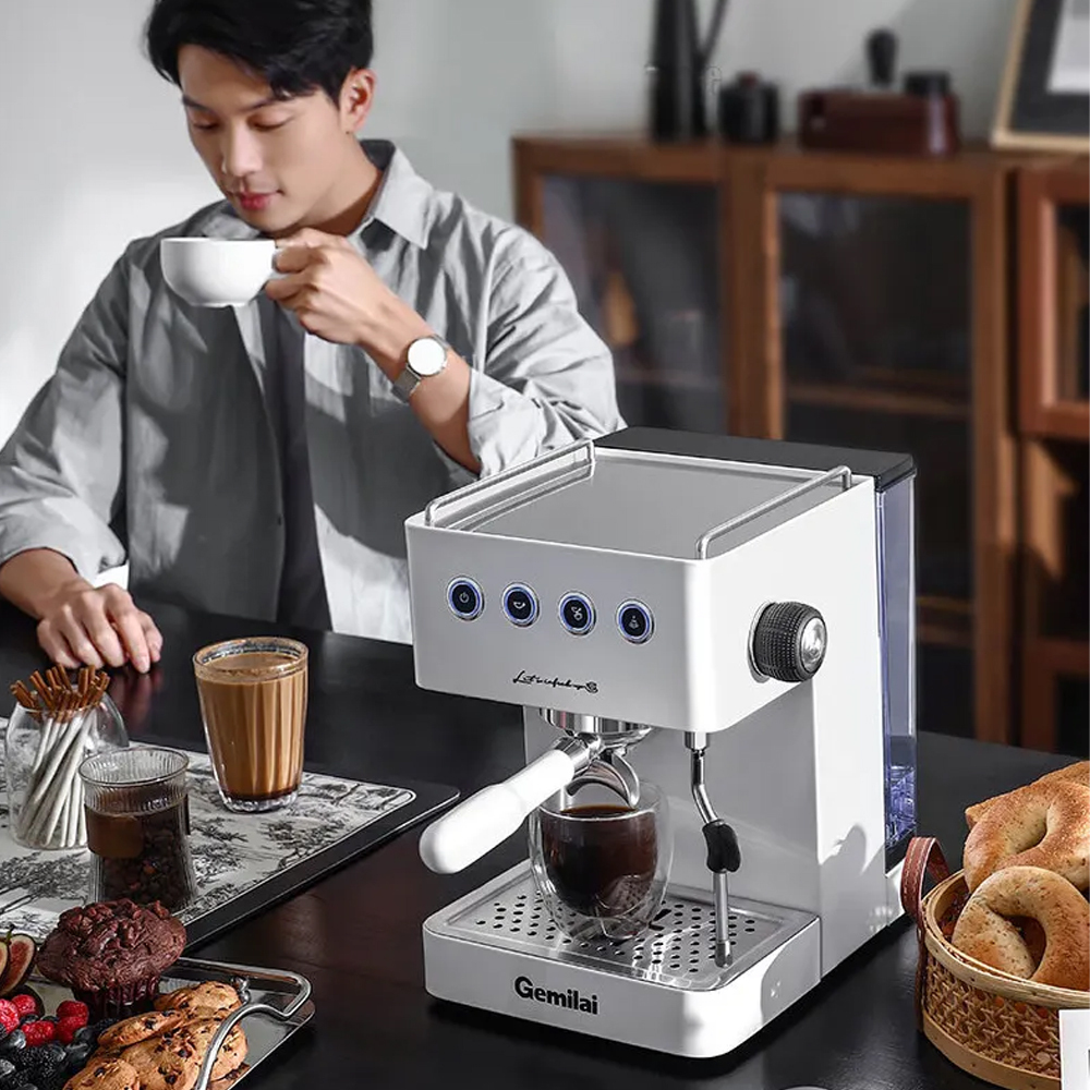 Jual Mesin Kopi Espresso Coffee Maker Frothing 15 Bar 10A 1.7L Gemilai CRM3005G | Shopee Indonesia