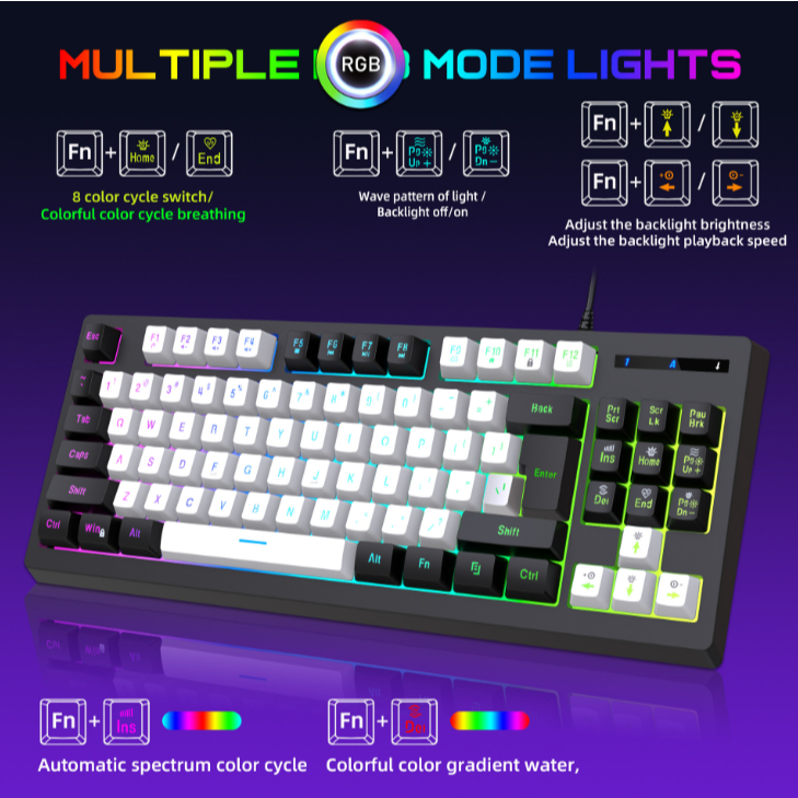 Jual PROMO !! Keyboard SADES Wired Gaming RGB Lighting Gaming RGB 87 ...