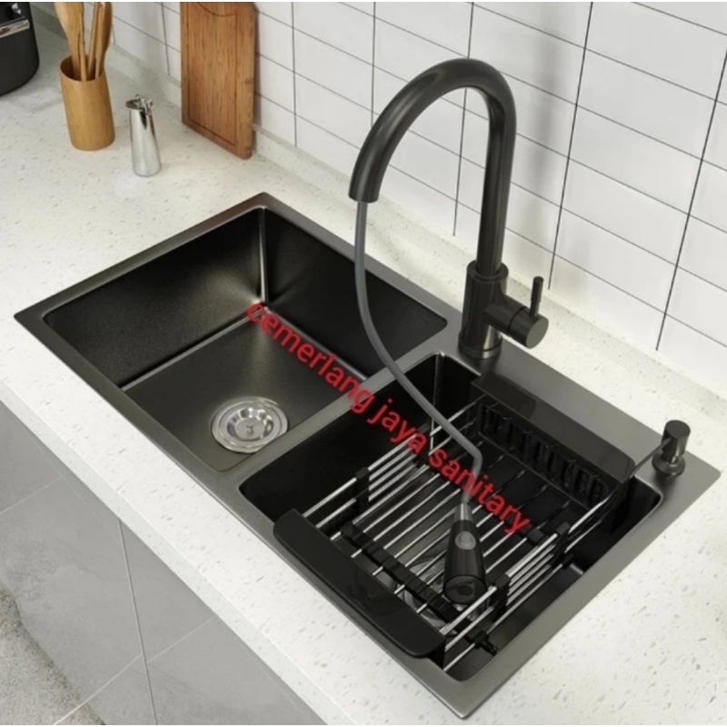 Jual Paket Lengkap Kitchen Sink JKM 8245 BLACK / Kitchen Sink 8245 ...