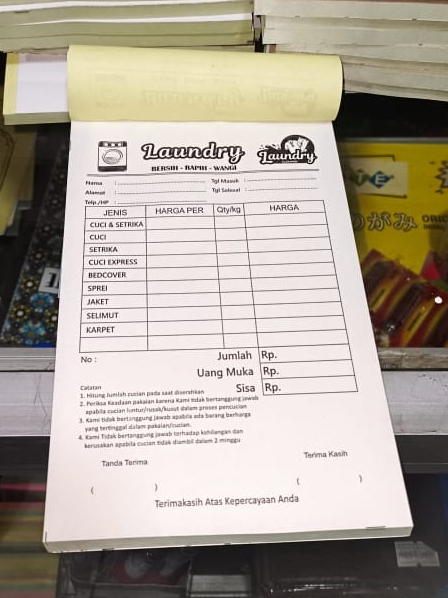 Jual Faktur Bon Laundry 1/4 Folio 2 Ply per RIM (Custom Nama Usaha ...
