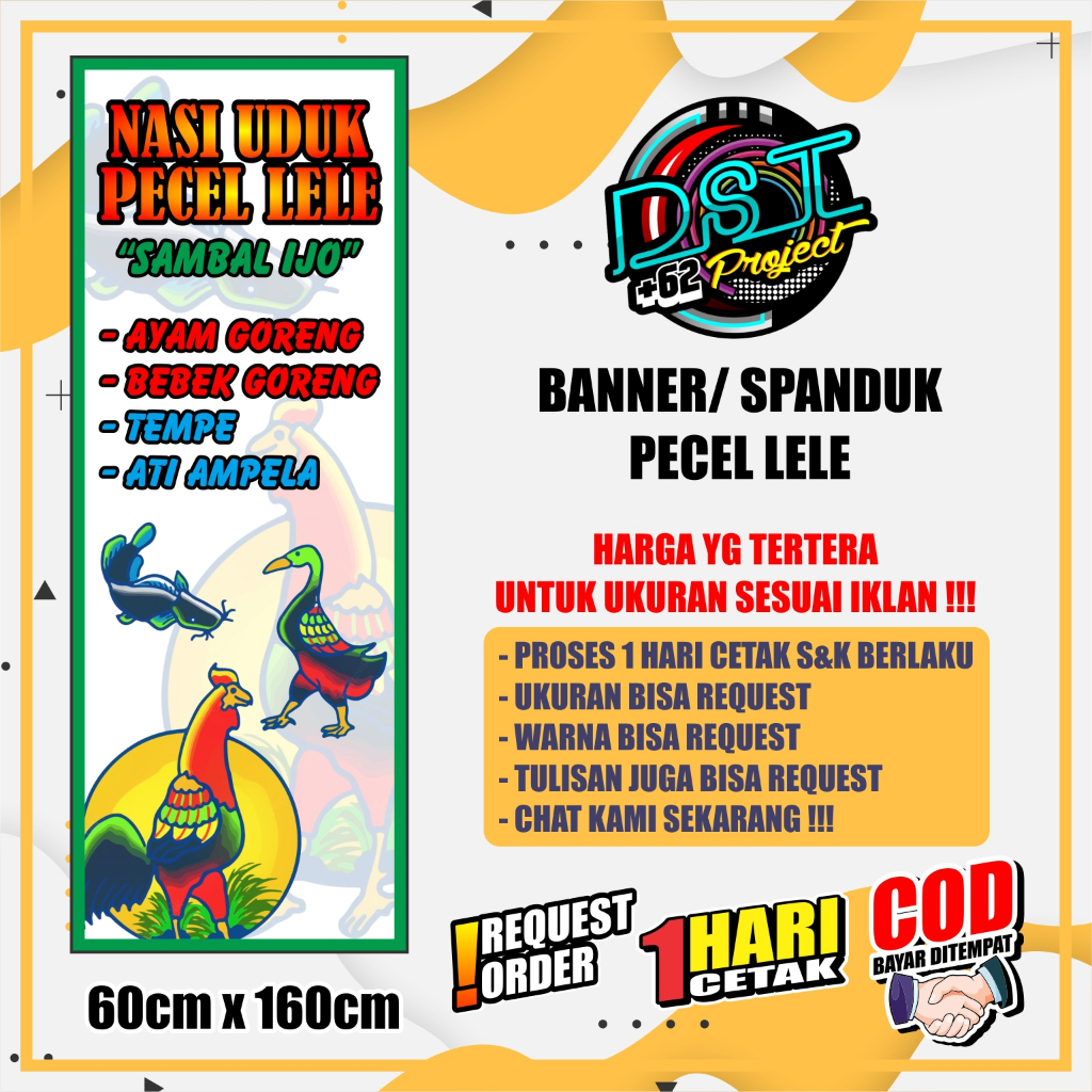 Jual BANNER / SPANDUK PECEL LELE NASI UDUK ukuran 60cm x 160cm | Shopee ...