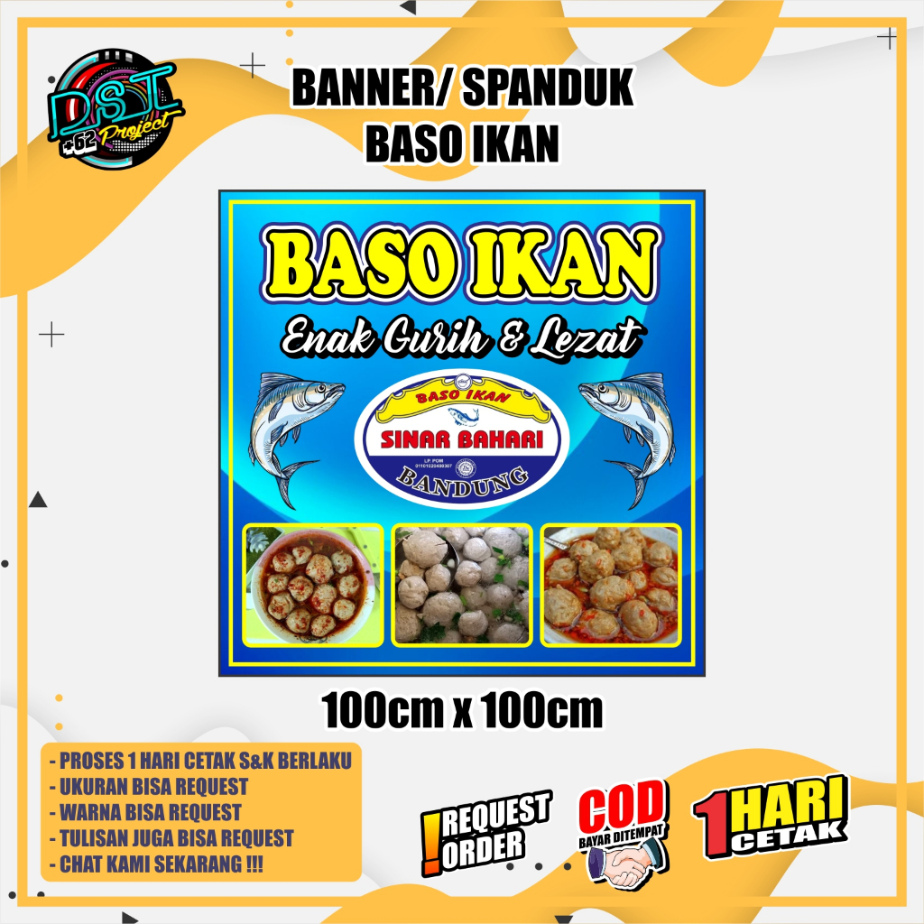 Jual BANNER / SPANDUK BAKSO IKAN ukuran 100cm x 100cm | Shopee Indonesia