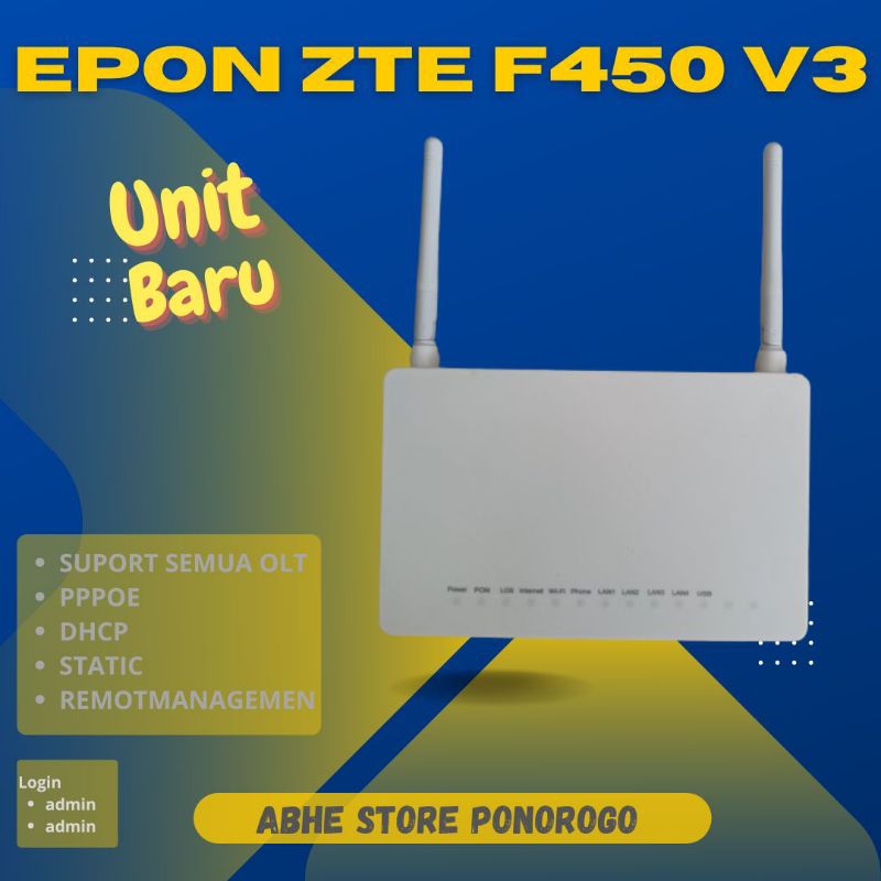 Jual EPON ZTE F450 v3 TANPA ADAPTOR (BARU) | Shopee Indonesia