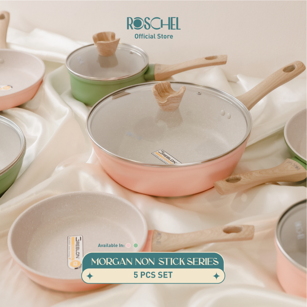 Jual Roschel Morgan Non-Stick Series Set (FP 22 cm + SP 18 cm + Wok 24 ...