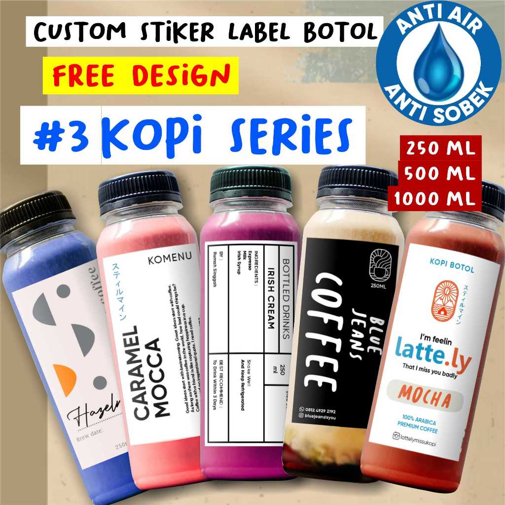 Jual 3# Stiker Label Kopi Stiker Botol Minuman coffee latte milk ...