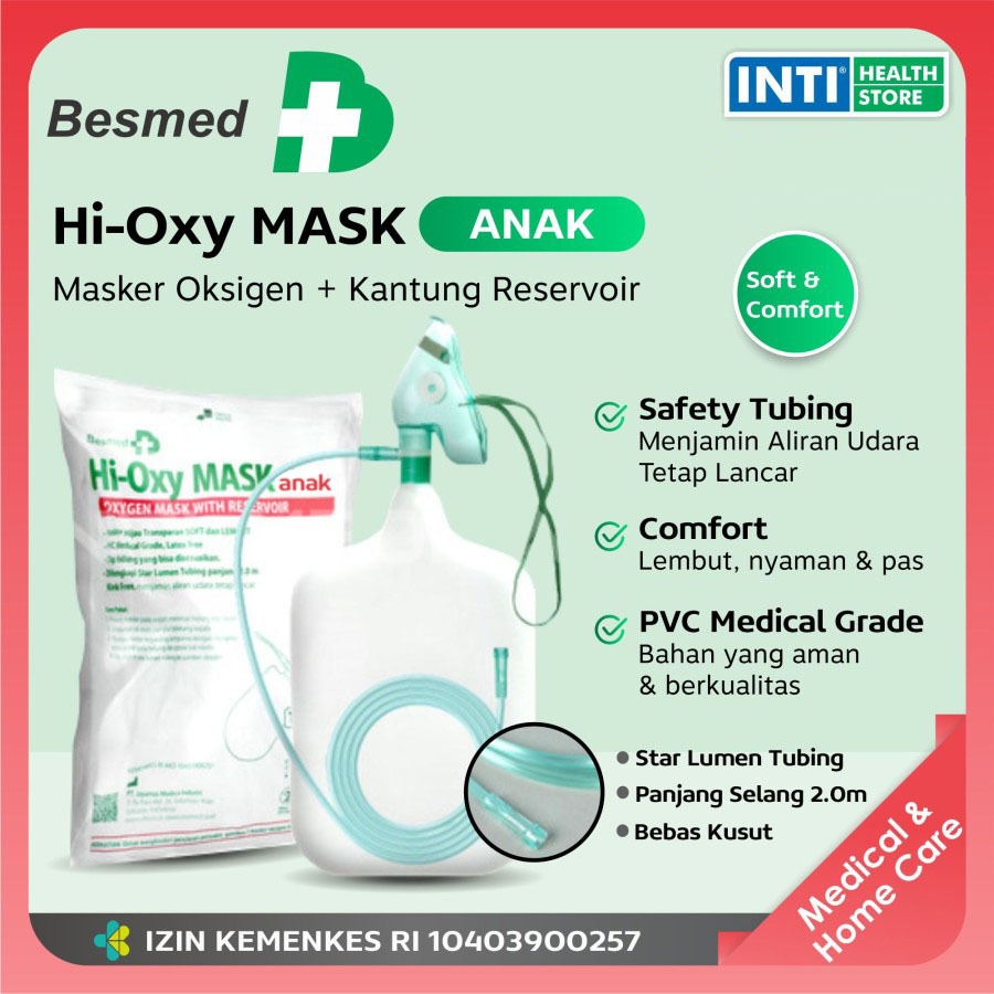 Jual Besmed | Hi-Oxy Mask Non-Rebreathing | Masker Sungkup Oksigen Anak ...