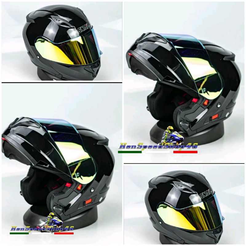Jual HELM SNAIL M1 MODULAR WHITE BLACK GLOSSY BLACK DOFF MODULAR SNIAL ...
