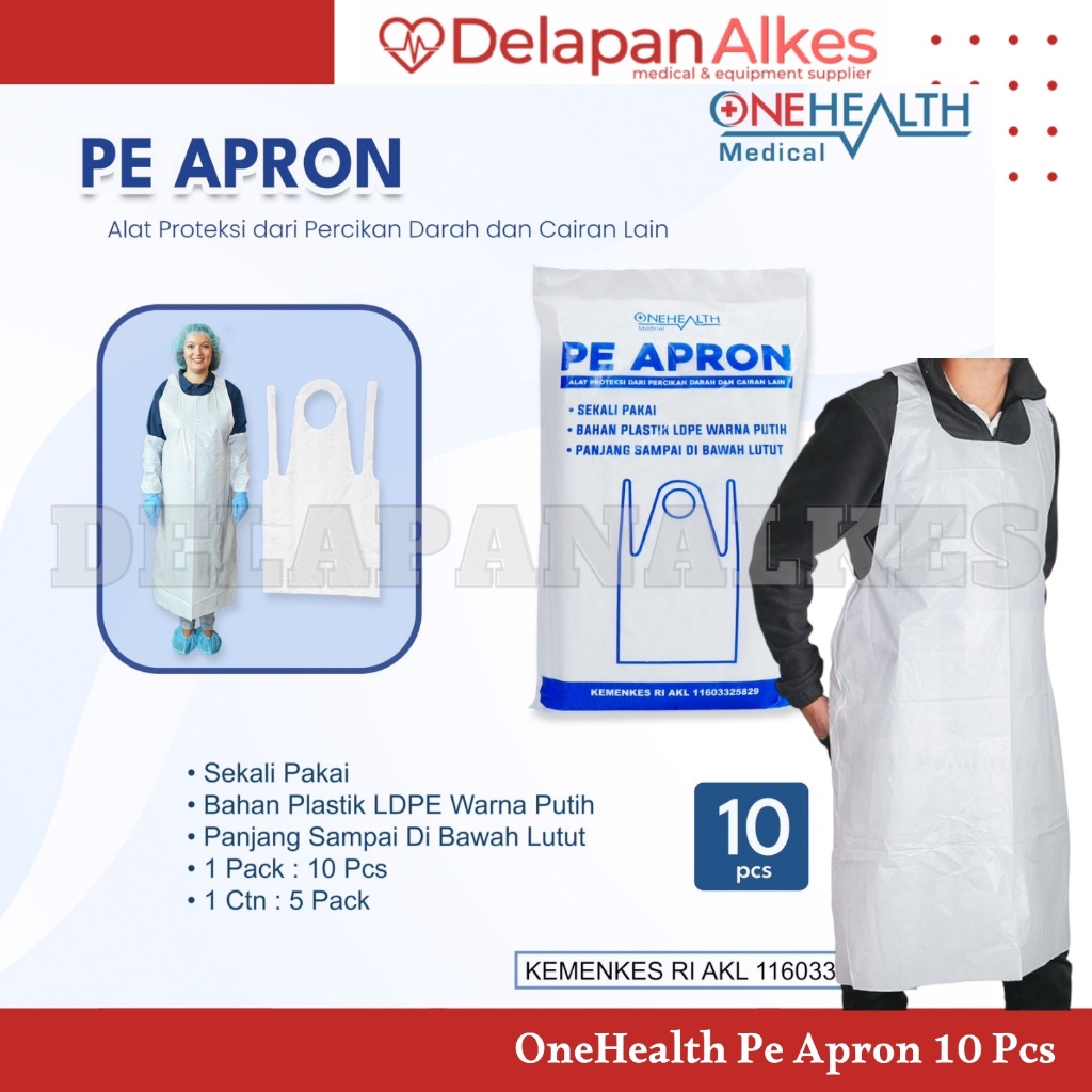 Jual OneHealth Pe Apron Medis Disposable LDPE Tebal isi 10 Pcs Celemek ...