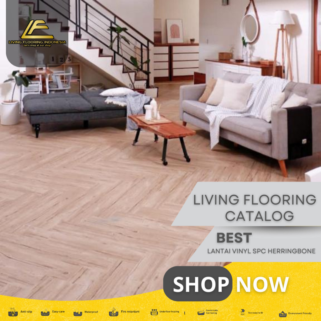 Jual Lantai SPC Daeji Herringbone 4mm | Lantai Vinyl Motif Herringbone | Shopee Indonesia