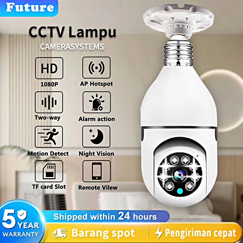 Jual CCTV Lampu HD 8MP Kamera CCTV Wifi Bohlam 360 Derajat PTZ ...