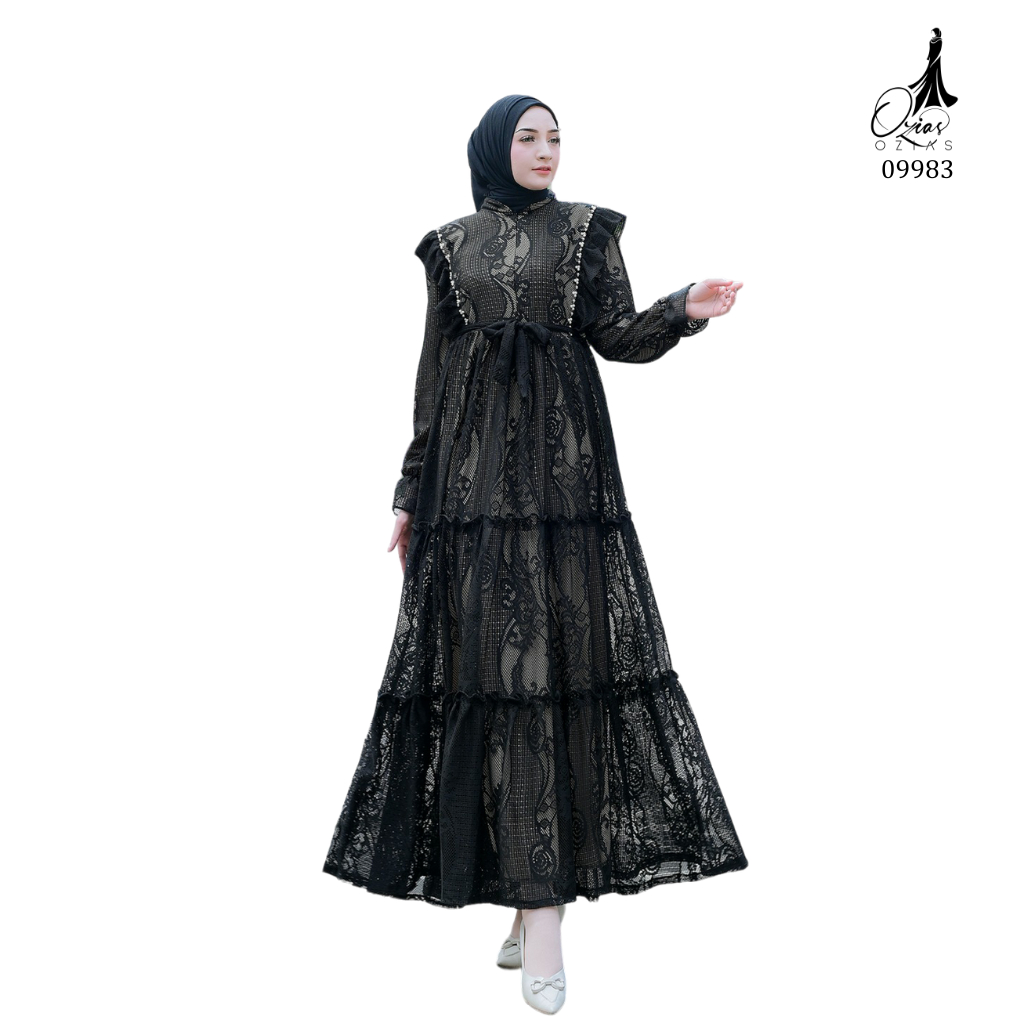 Jual Ozias - Gamis Brokat Haruka 3D Import 09983 LD 105 I Gamis Kondangan Cantik I Gamis Simpel ...