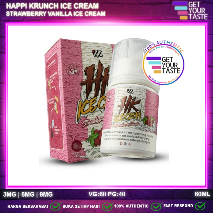Jual Liquid HK Ice Cream Strawberry Vanilla 60ML Happi Krunch by Ariffarisan x WISE Juice ...