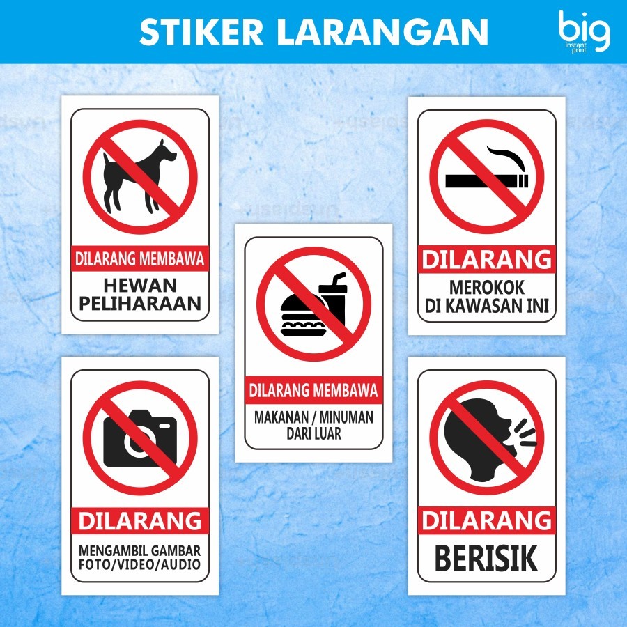 Jual Stiker Dilarang / Stiker Larangan / Stiker Petunjuk | Waterproof ...