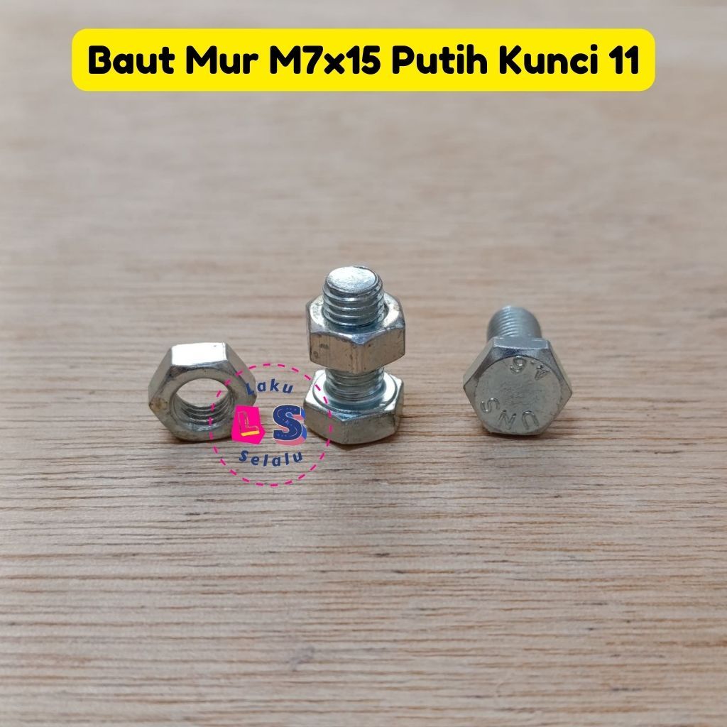Jual Baut Mur M7 x 15 Putih Untuk Besi Siku Lubang isi 50 | Shopee ...