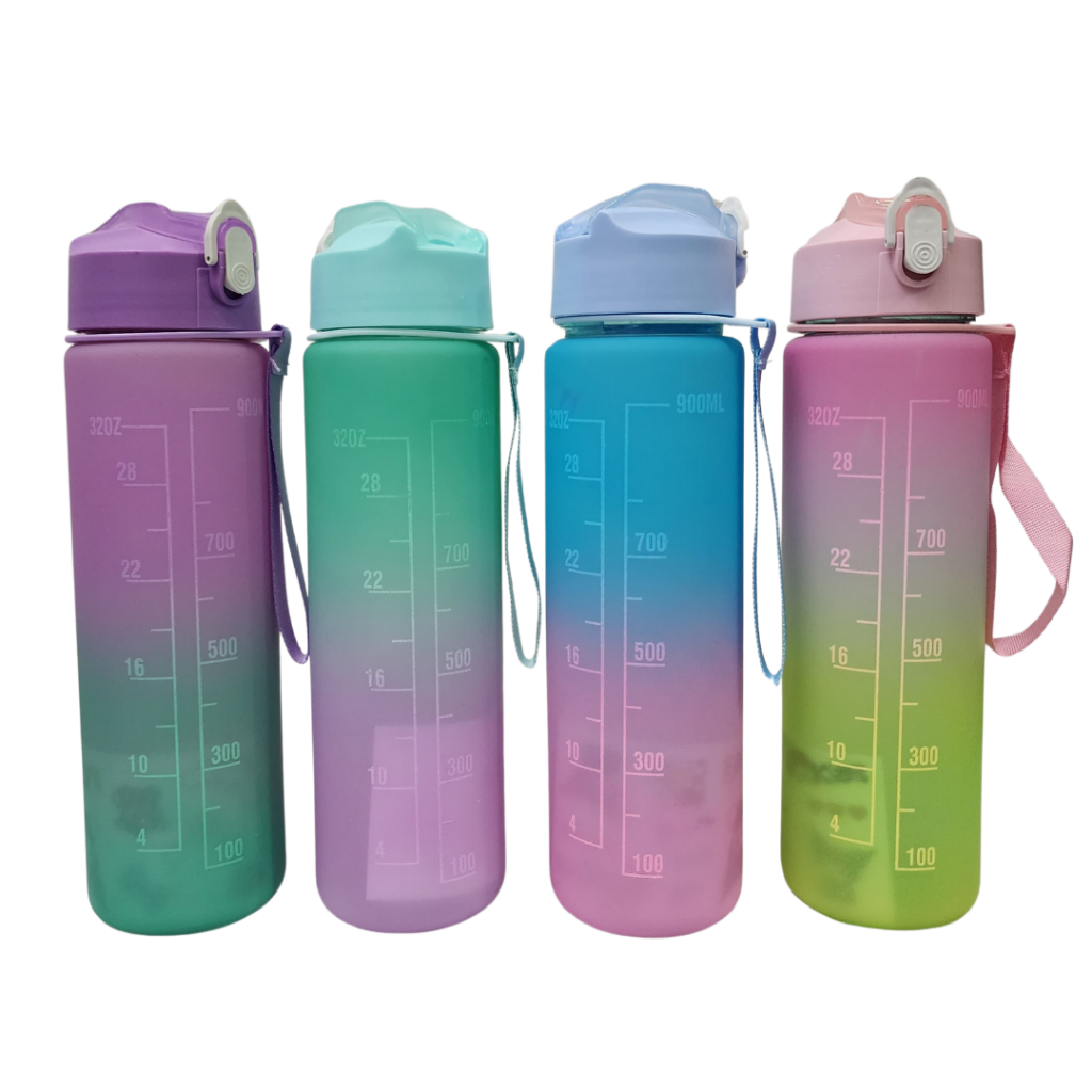 Jual Botol Minum Tritan 1 Liter Warna Gradasi Rainbow Tumbler Motivasi ...