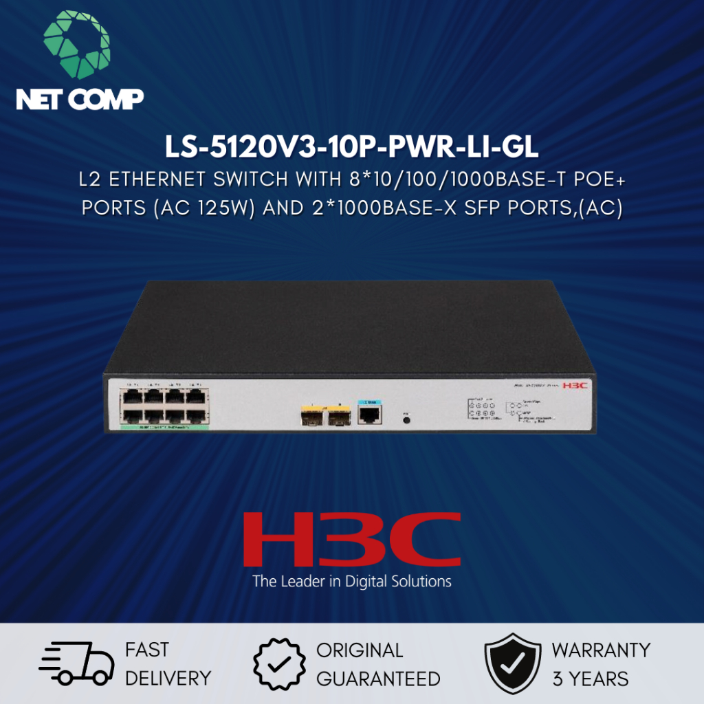 Jual H3C LS-5120V3-10P-PWR-LI-GL L3 Ethernet Switch with 8*10/100 ...