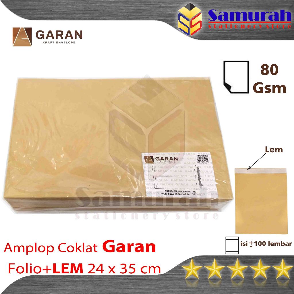 Jual Amplop Kertas Coklat GARAN Ukuran Folio Lem / Amplop Dokumen F4 ...