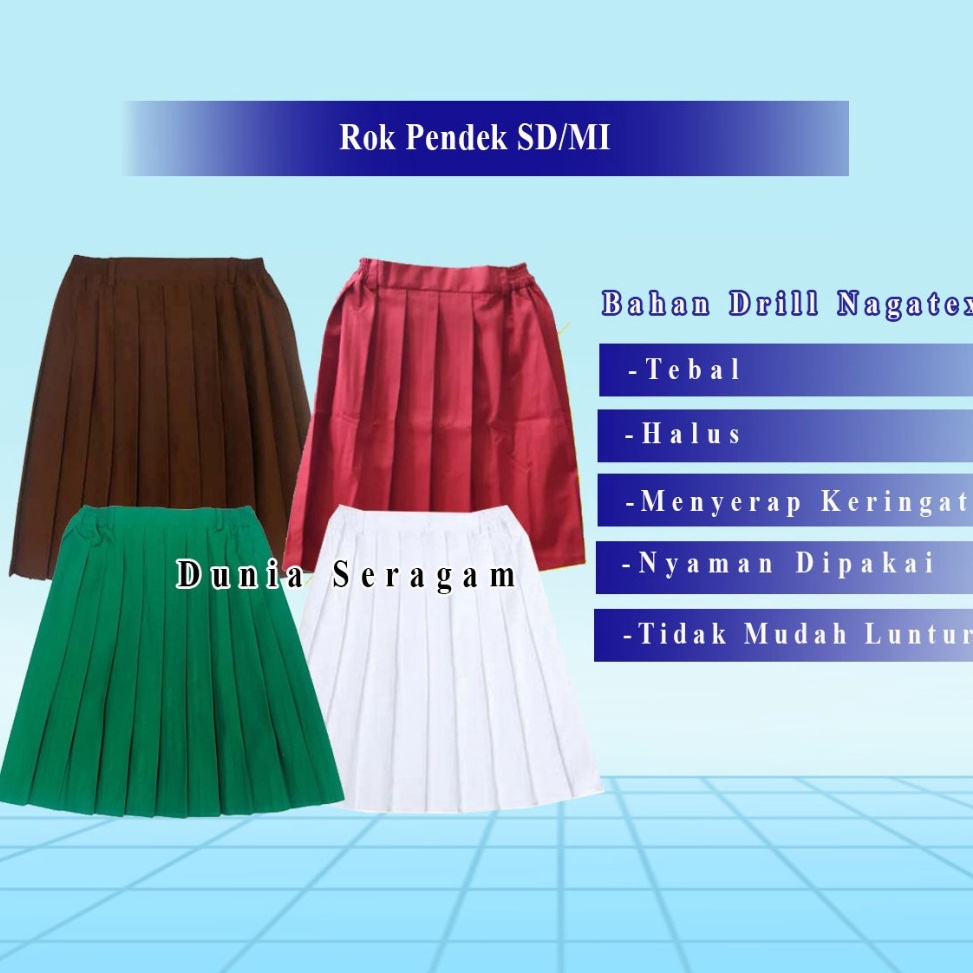 Jual Keluaran Terbaru Seragam Sekolah Rok Rempel Pendek Anak TK SD Madrasah Perempuan Pinggang ...