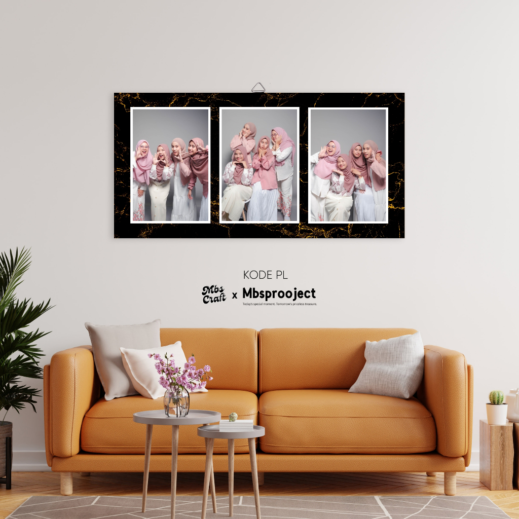 Jual CETAK 3 FOTO PLUS BINGKAI 15x30 - Wall Decor Custom ( Hiasan ...