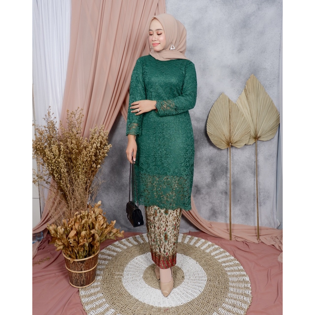 Jual Atasan Kebaya Tunik Bahan Brokat / Kebaya Tradisional / Baju Kurung Wanita Modern / Tunik ...