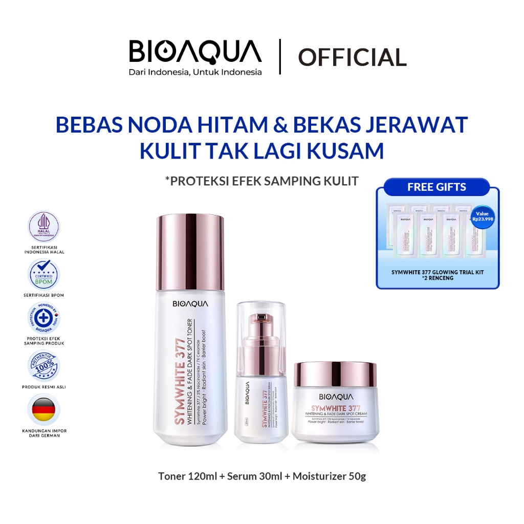 Jual BIOAQUA Skincare Paket 3pcs With Toner&Serum Wajah&Pelembab Wajah ...