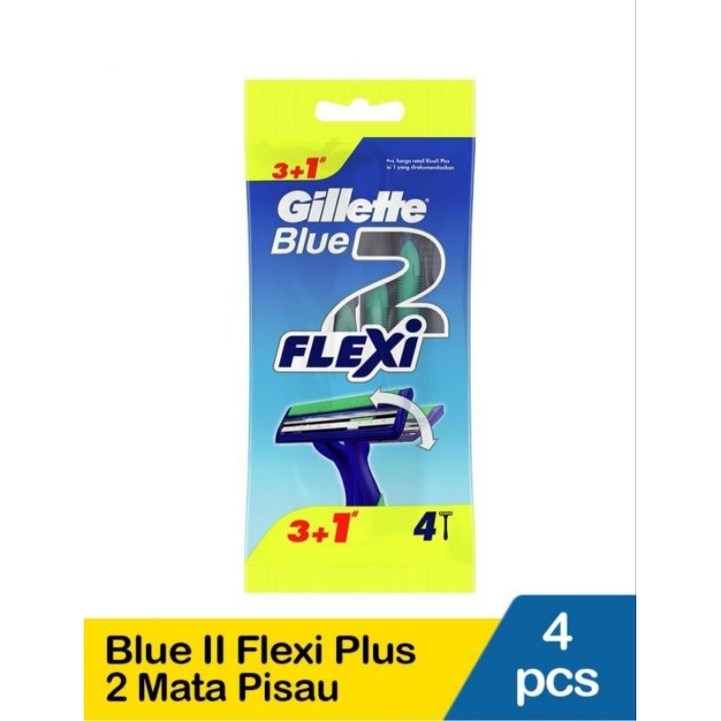 Jual Gillette Razor Blu Ii Plus 3+1'S | Gillette Blue 2 Flexi | Shopee ...