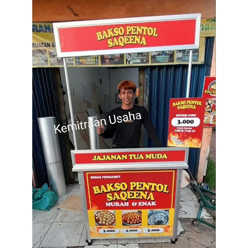 Jual Booth Portable Gerobak Lipat Pentol Cilok Bakso Tusuk Shopee Indonesia
