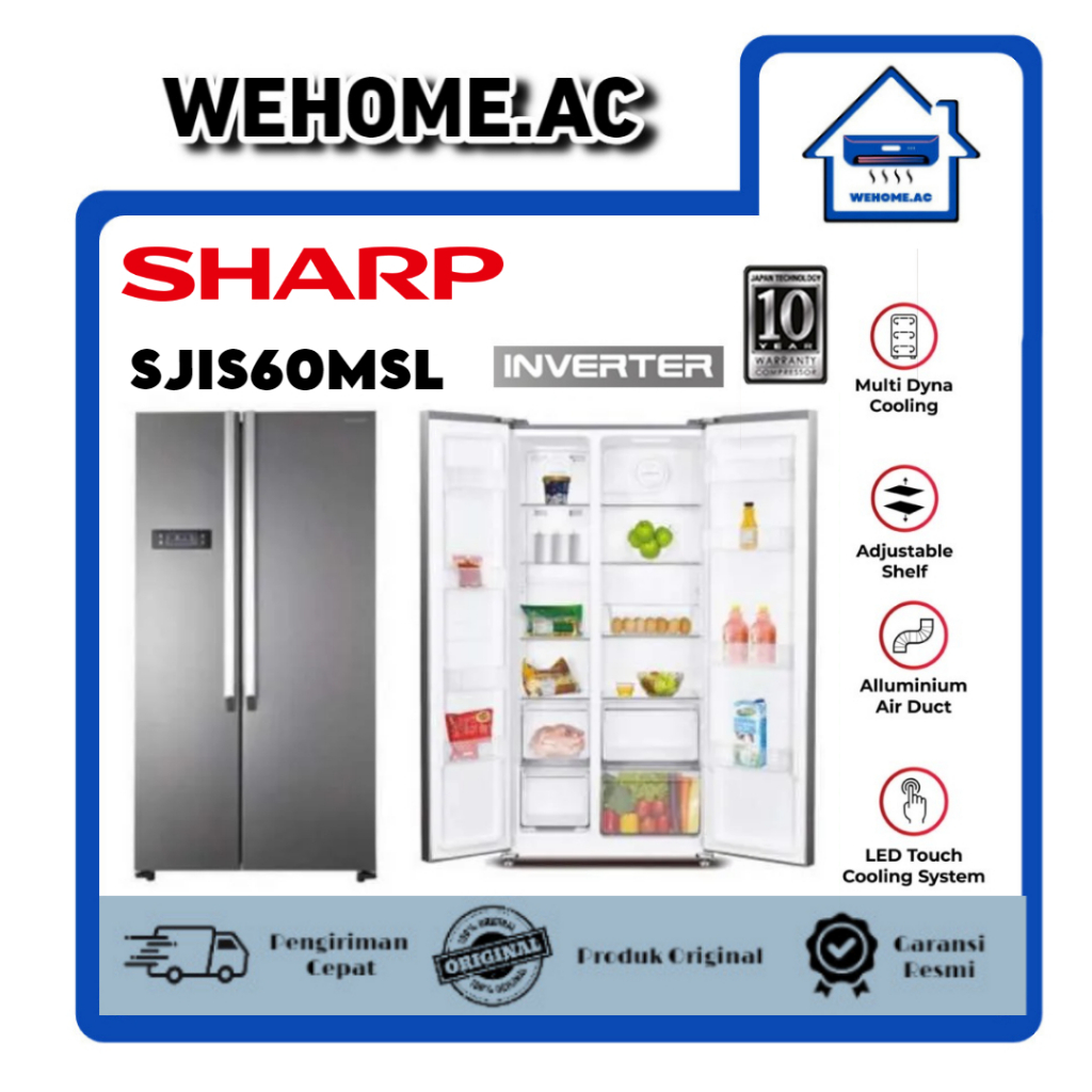 Jual Kulkas Sharp Set By Side 2 Pintu SJIS 60MSL Kulkas 2 Pintu Lemari ...