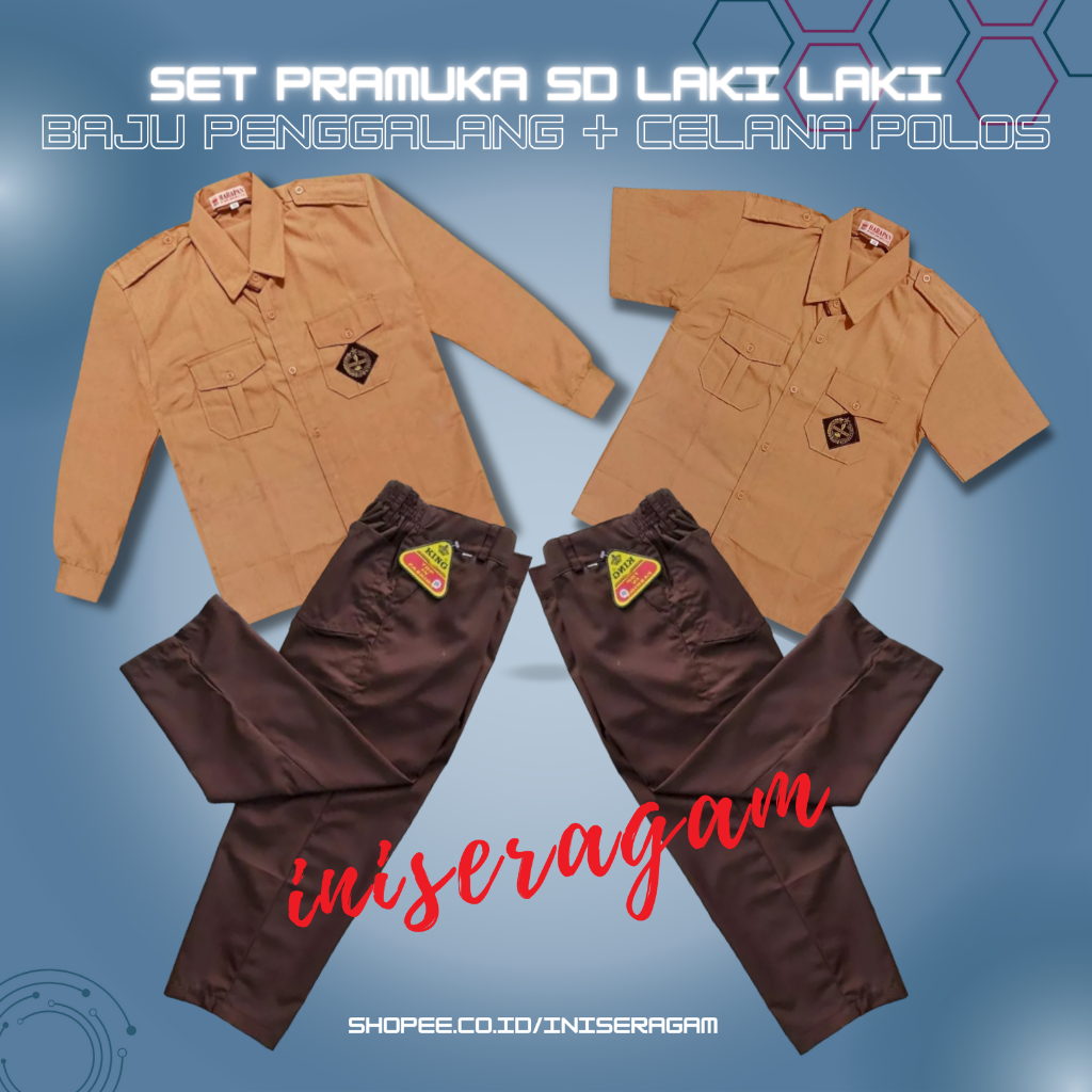 Jual INI SERAGAM - Setelan Pramuka SD MI Penggalang Lengan Panjang Pendek Celana Polos Pinggang ...