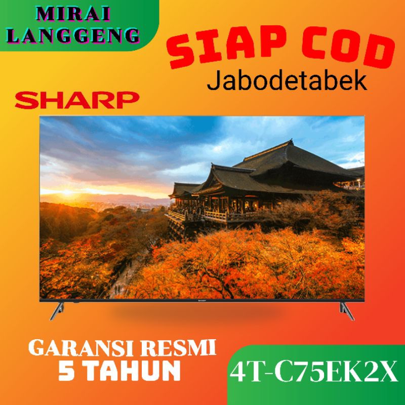 Jual SHARP LED TV 4T-C75EK2X/75EK2X/4T C75EK2X 75 inch android tv | Shopee Indonesia