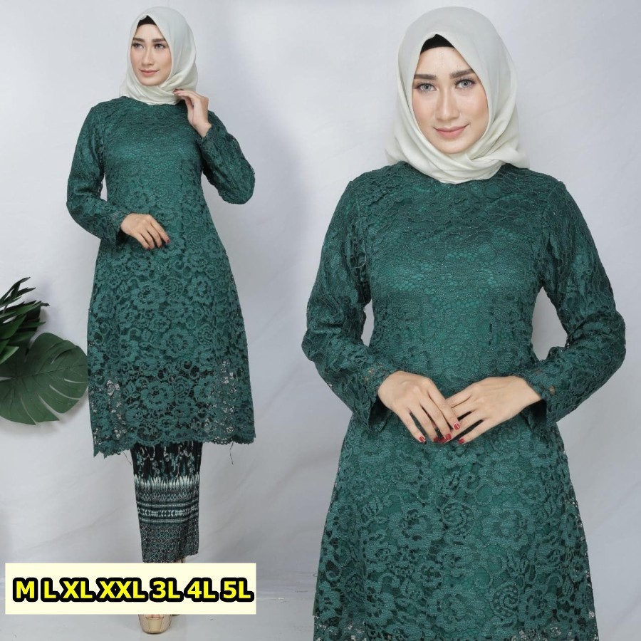 Jual PROMO KEBAYA BRUKAT ATASAN KEBAYA TUNIK BRUKAT KEBAYA JUMBO WARNA HIJAU BOTOL | Shopee ...